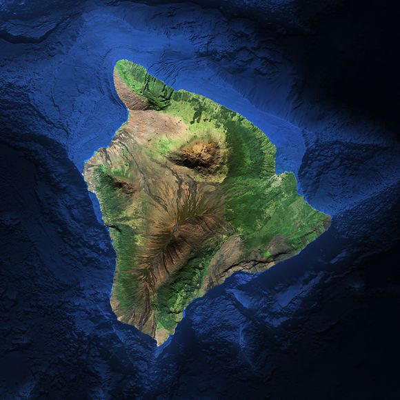 Hawaii Natural Color Map Art