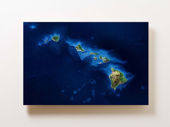 Hawaii Natural Color Map Art