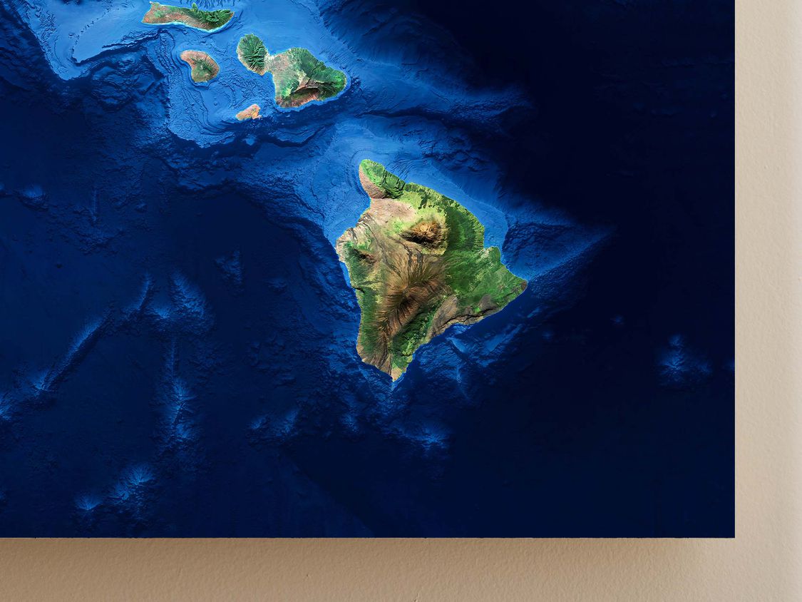 Hawaii Natural Color Map Art