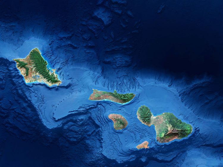 Hawaii Natural Color Map Art