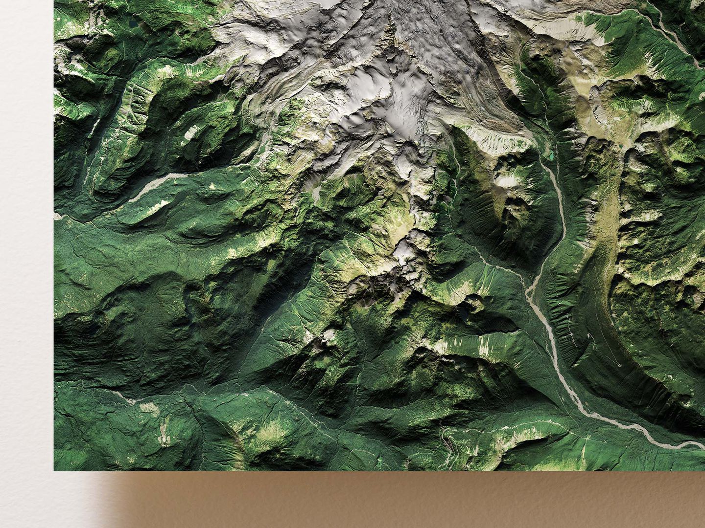 Mount Rainier Natural Color Map Art
